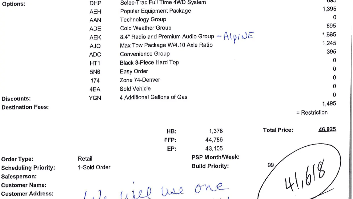 Invoice ? What are the prices labeled HB, FFP and EP? | Jeep Gladiator ...