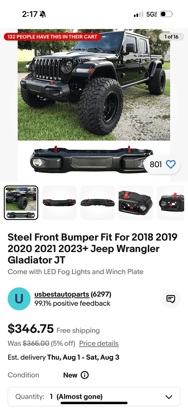 EBay - Generic OEM style Stubby Bumper - Thoughts? | Jeep Gladiator (JT ...