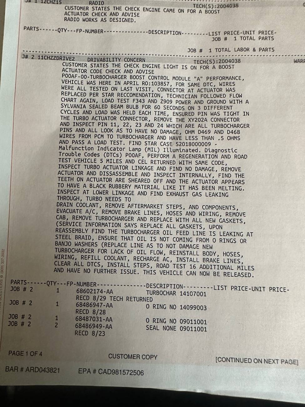 Has anyone with a P00AF code actually fully resolved their issue ...