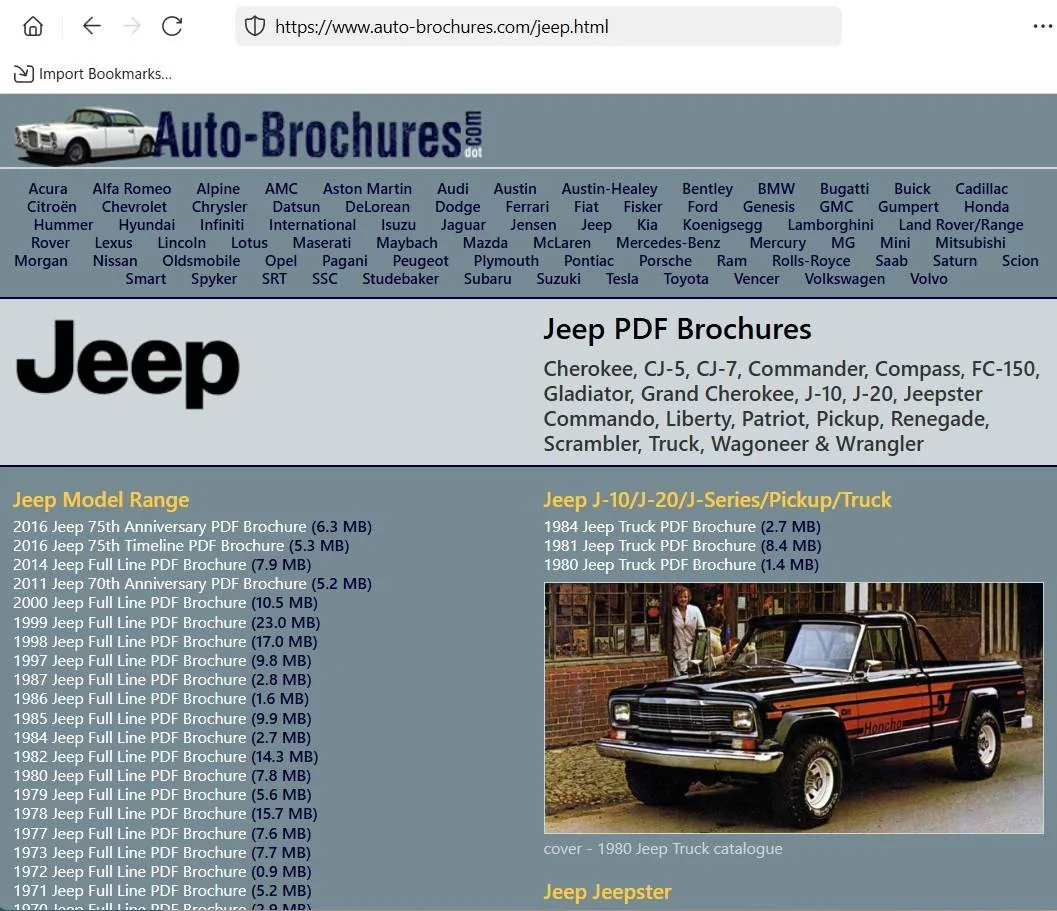 Great Current and Historical Jeep (and Other Brand) PDF Brochure Site ...