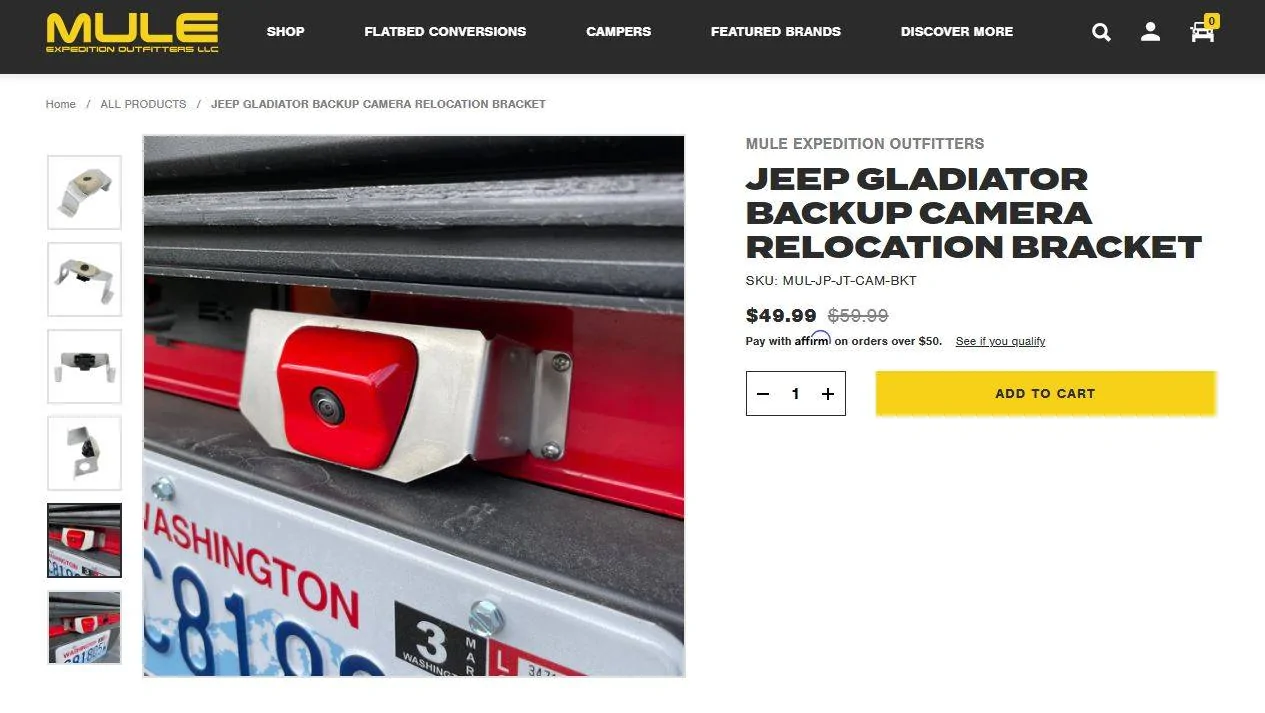 Colorado - Backup Camera Relocation Bracket with 10ft harness extension ...