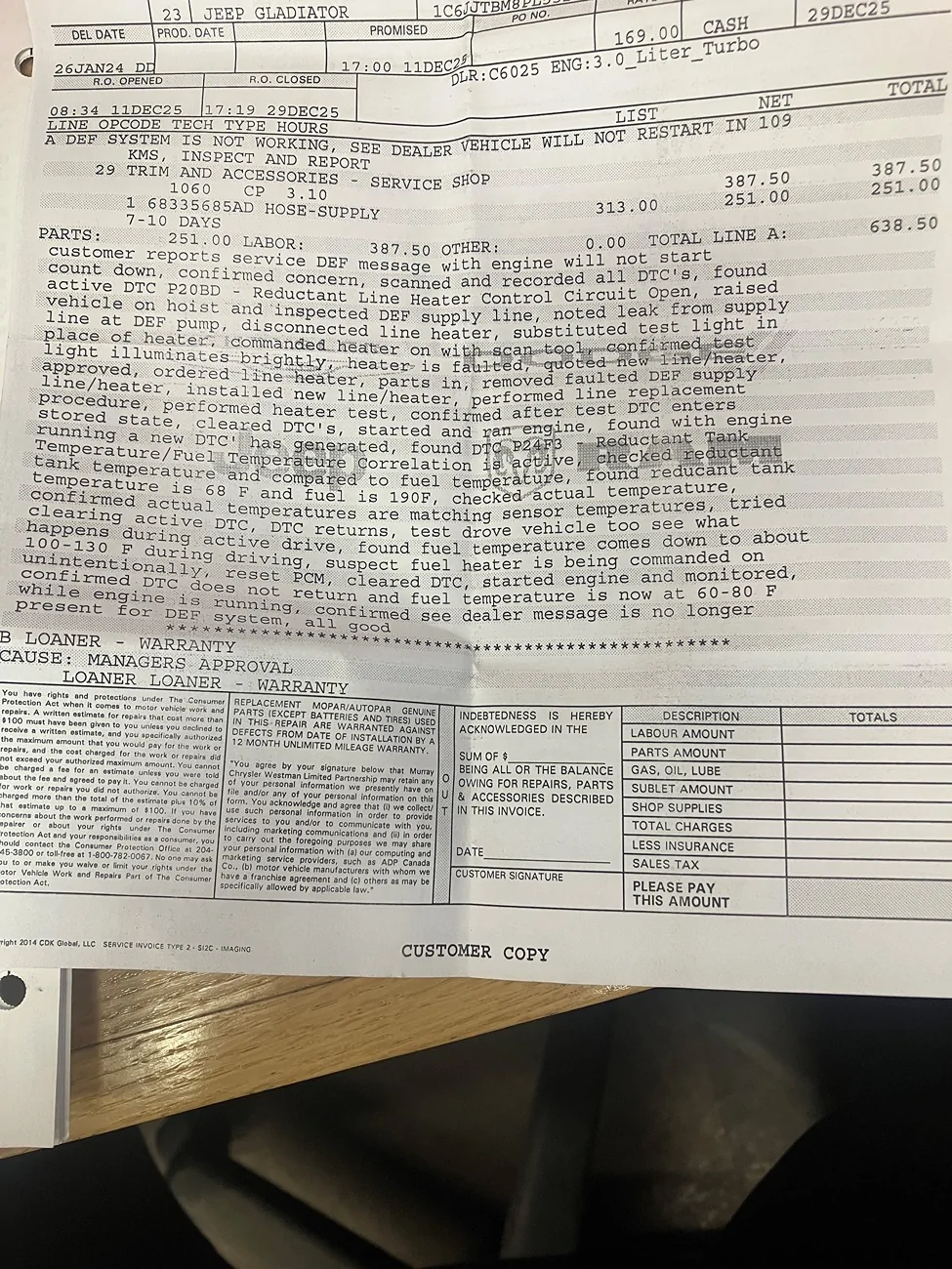 3.0 Service DEF fluid- see dealer message | Jeep Gladiator (JT) News ...